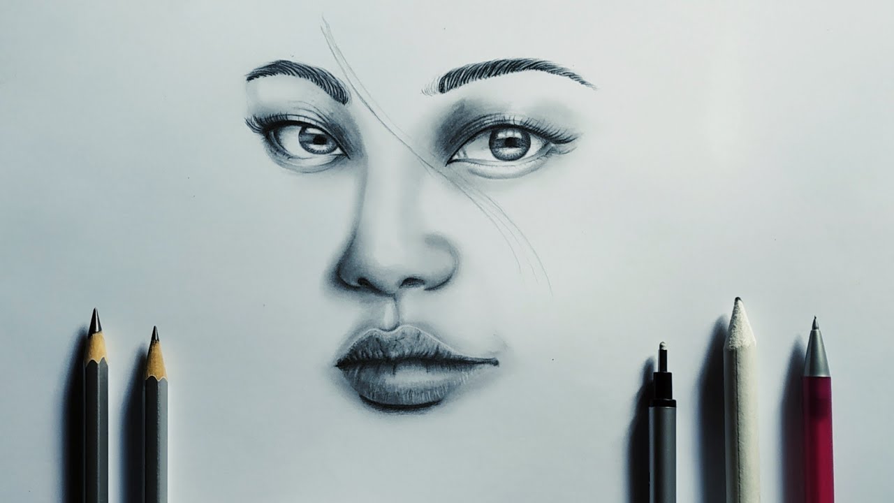 Drawingshading And Blending A Minimalistic Face With Graphite Pencils Youtube