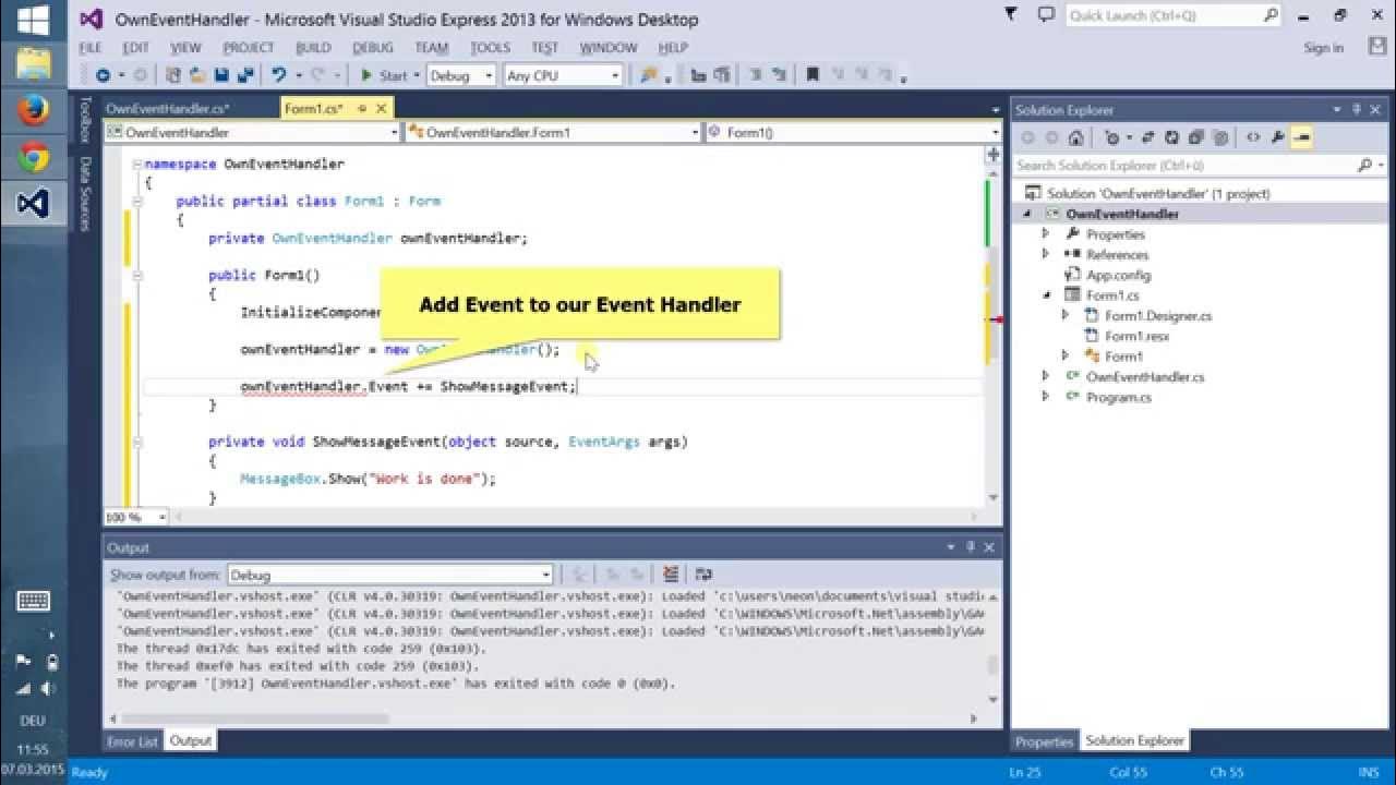 C# Own Event Handler, Simple Example, .NET 4.5 - YouTube