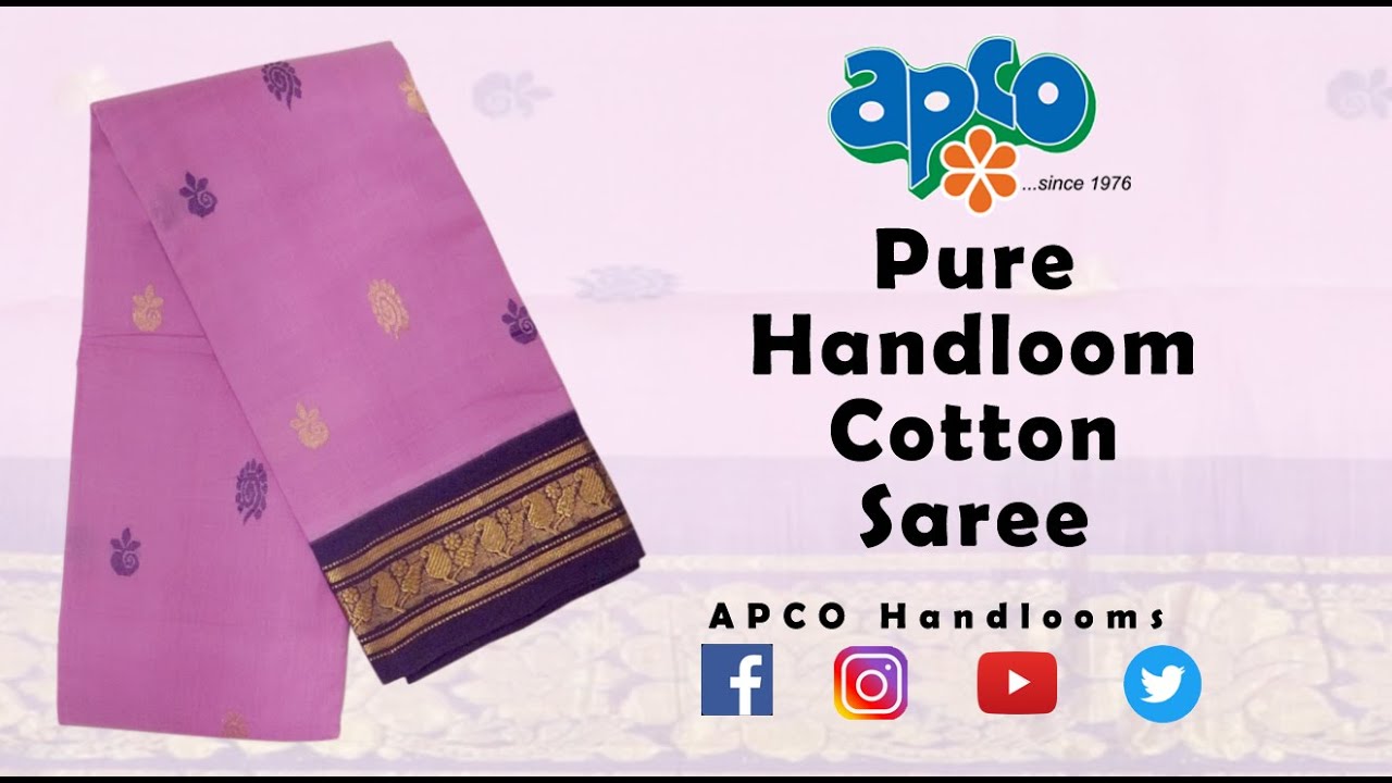 Pure Handloom Cotton Saree || APCO Handlooms - YouTube