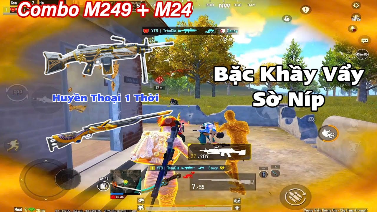 Pubg Mobile - Combo Huyền Thoại 1 Thời M249 + M24 | Lính Ném Lựu Trâu Già Khiến Địch Phải Khiếp ...