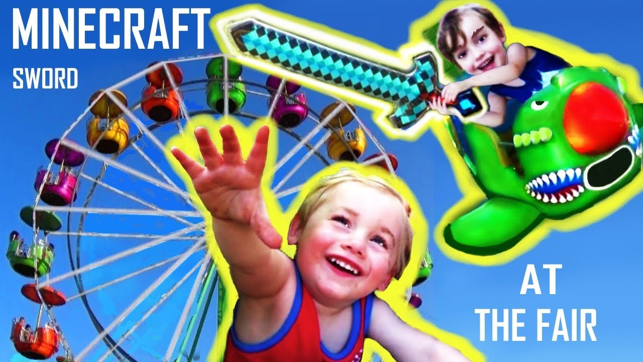 MINECRAFT sword at the fair! Kids go on rides and play games. Lakefair ...