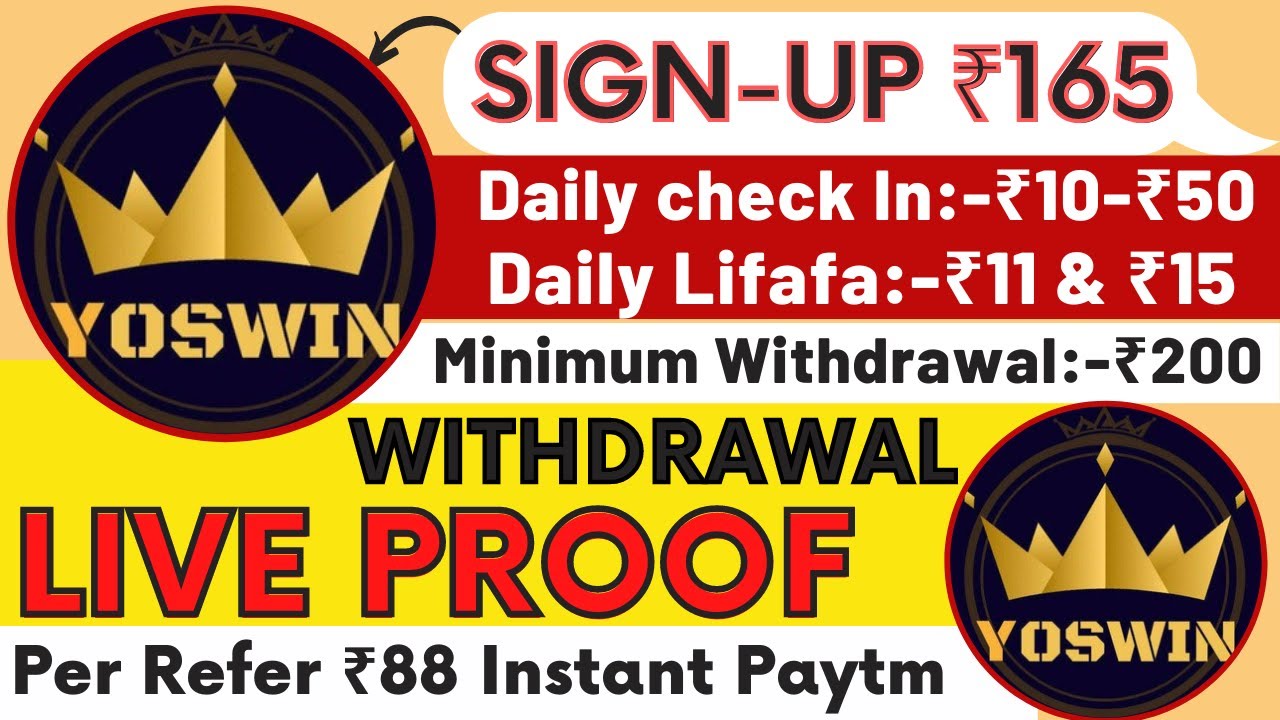 Today New Earning app 2022 | Yoswin App Payment Proof | Live withdrawl ...