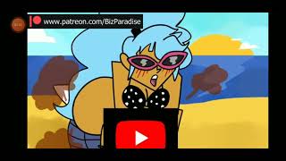 "Blue Hair Girls Bikini In The Bucket Food Has Diarrhea at The Beach" # ...