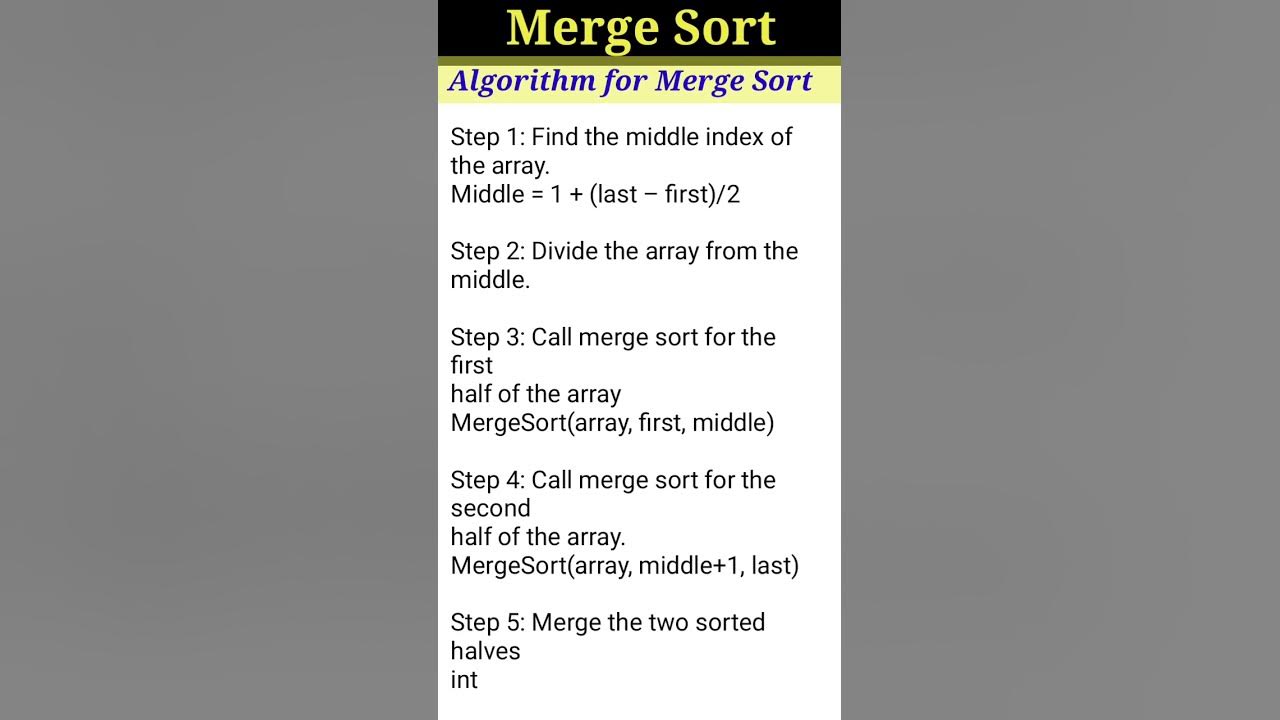 Merge Sort Algorithm Datastructure Datastructureandalgorithm Computerstuff Youtube