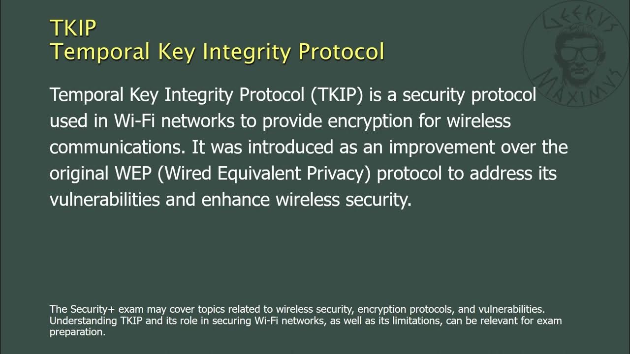 TKIP - Temporal Key Integrity Protocol - YouTube