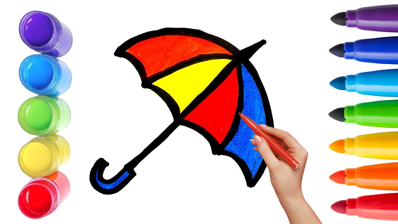 How To Draw umbrella Drawing, Painting & Coloring For Kids and Toddlers ...
