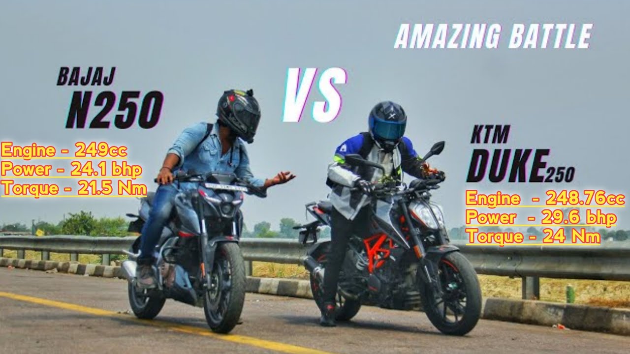 KTM DUKE 250 BS7 vs BAJAJ Pulser N250 ||@mr250r Drag Race #ktmduke250 # ...