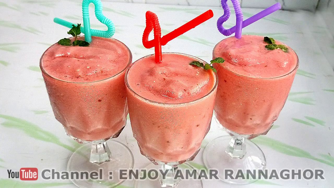 তরমুজের স্মুদি বানানোর রেসিপি - Tormuj Smoothie Recipe - Frozen Tormuj ...