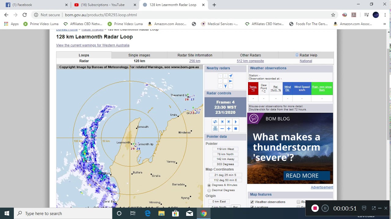 WA bom radar...Perfect circle in PT Hedland... - YouTube