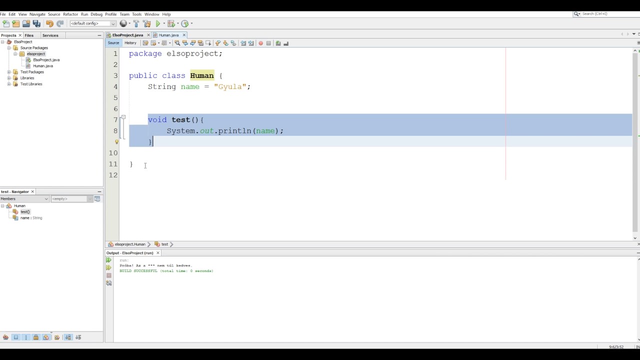 Java alapismeretek 10. Human az első Objektum - YouTube