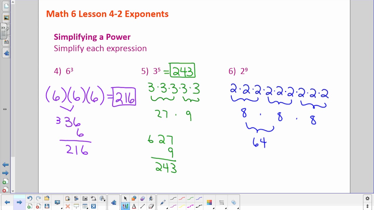 Math 6 Lesson 4 2 Exponents - YouTube