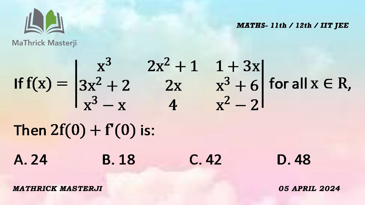 If f(x)=|x^3 2x^2+1 1+3x 3x^2+2 2x x^3+6 x^3-x 4 x^2-2| for all x € R ...