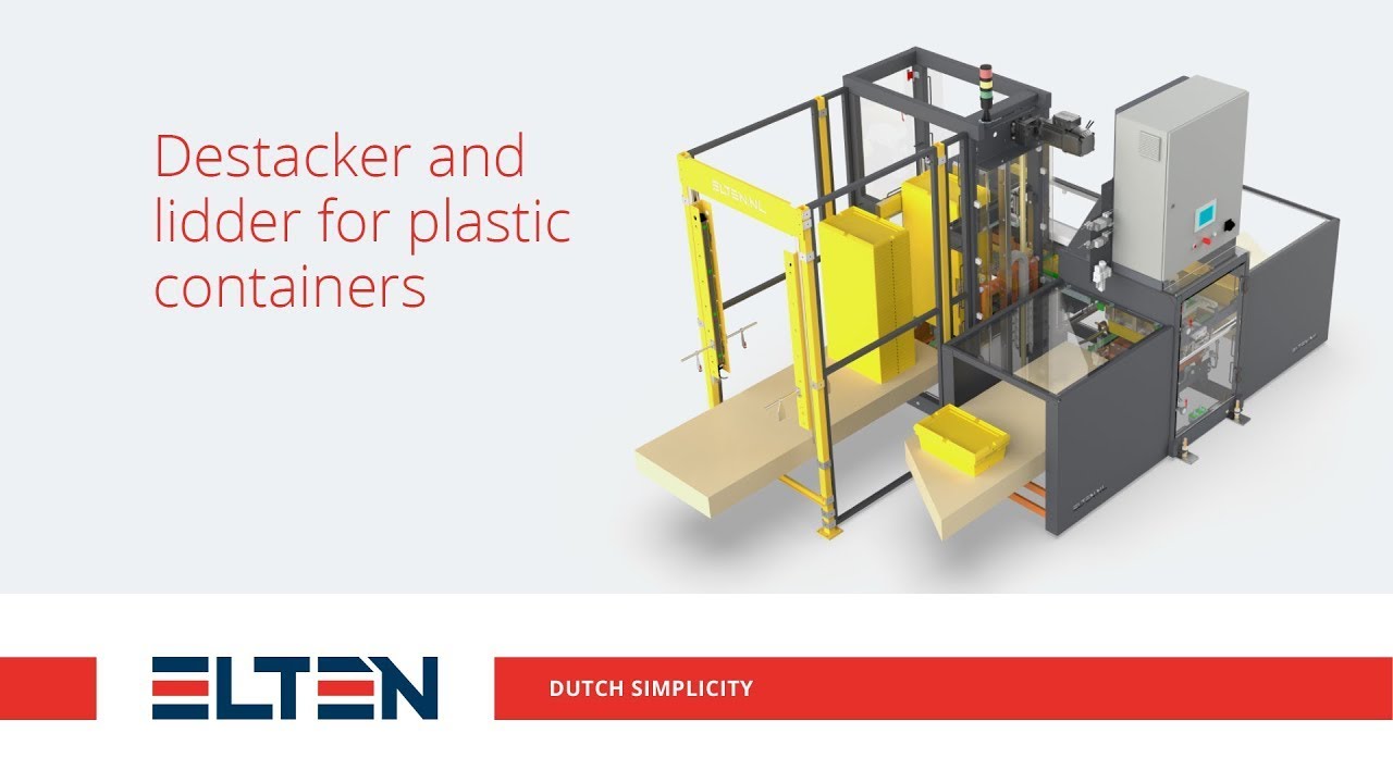 Destacker and lidder for plastic containers | Handling machines | Elten ...