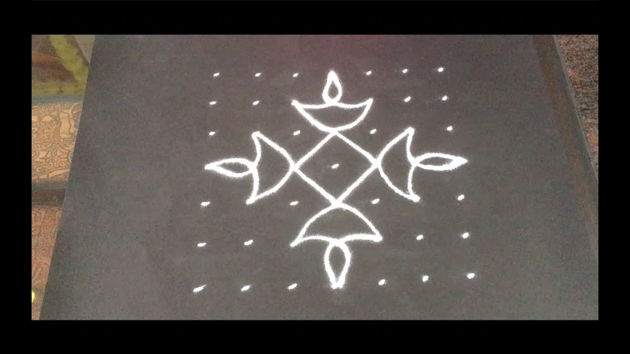 Simple Deepa Rangoli Design with Beautiful Colours & Dots 7x7 For ...