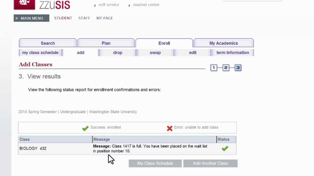 Adding to course waitlist in ZZUSIS - YouTube