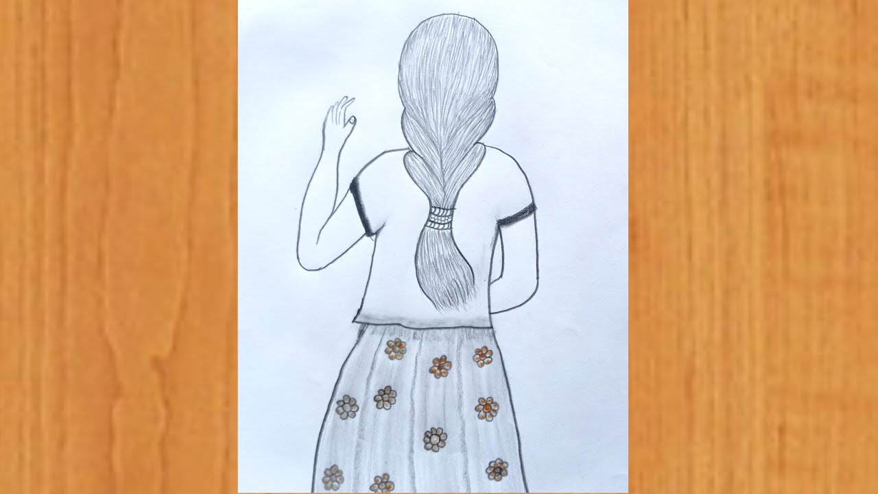 How to easy a girl back side drawing bts girls drawing traditional girl ...