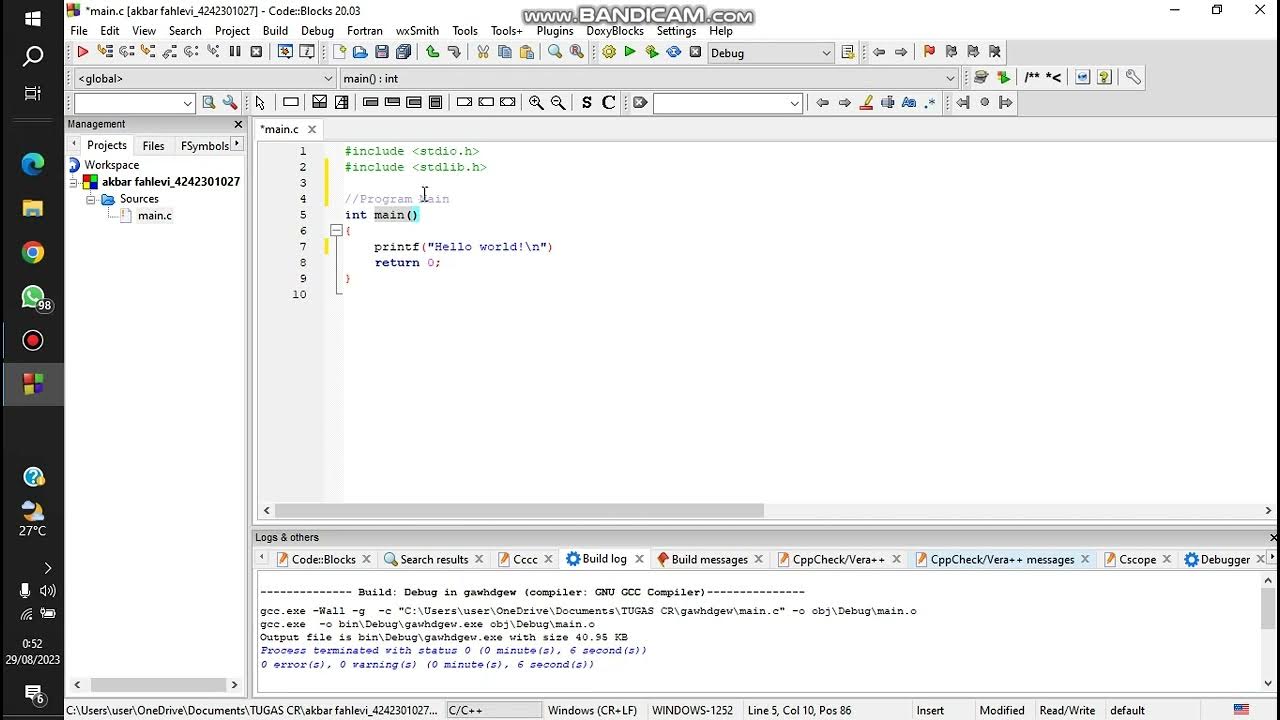 Tugas 2. Pendahuluan Bahasa C (CodeBlocks) - Matkul : Pemrograman Dasar - YouTube
