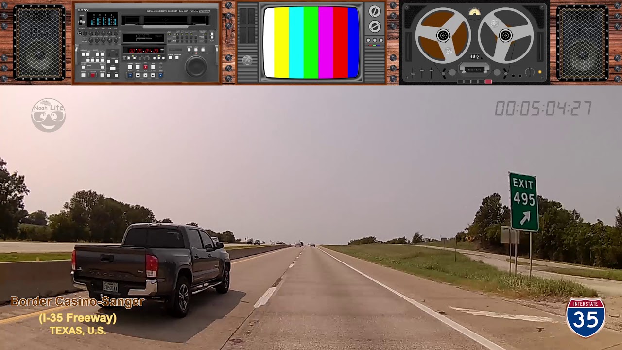 Driving on the Road, I-35 Freeway (Border Casino-Sanger), TEXAS, U.S ...