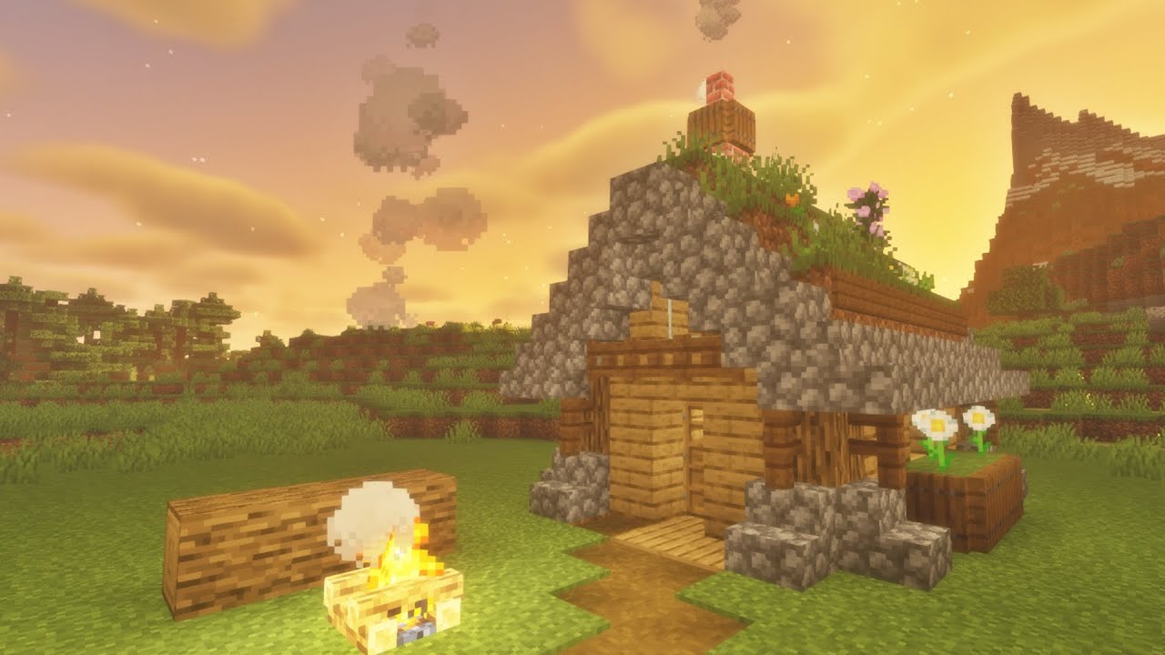 Easy starter house for your first night ♡ Minecraft tutorial 🌙 - YouTube