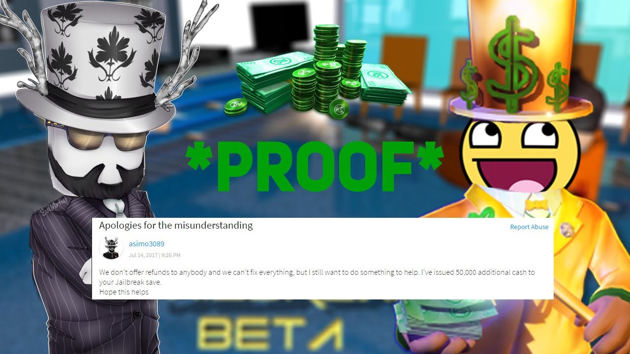 Owner of Jailbreak Gave me 50,000 CASH!? **Proof** - YouTube