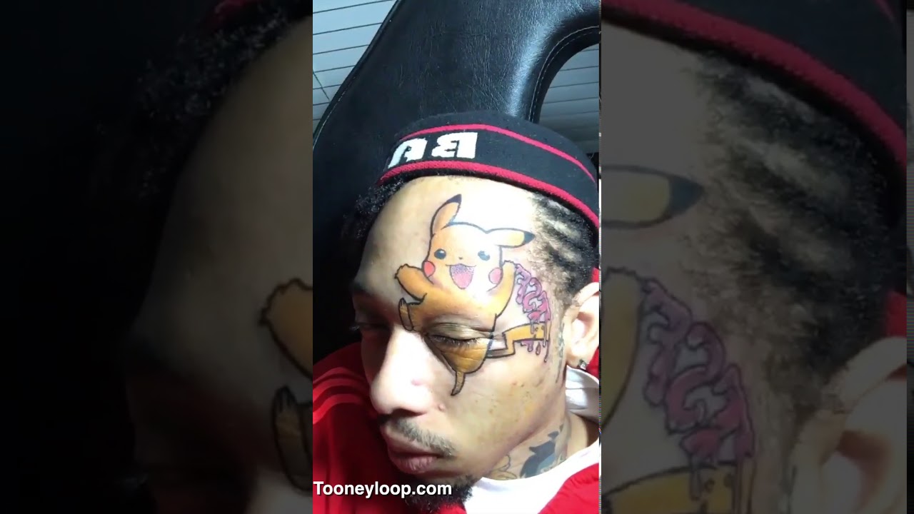 Texas Rapper Drippy Gets A Pikachu Face Tattoo - YouTube