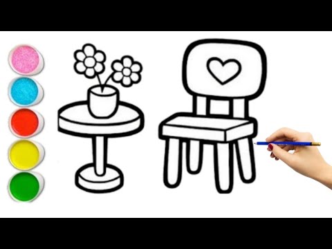 🌈 How to draw a table and chair/Easy drawing and colouring for kids ...