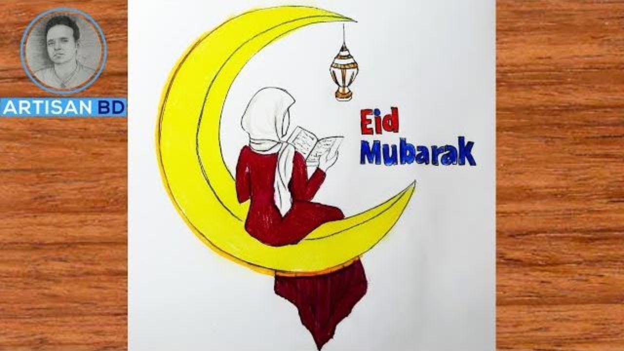 how to draw chand drawing | eid chand 2020 - YouTube