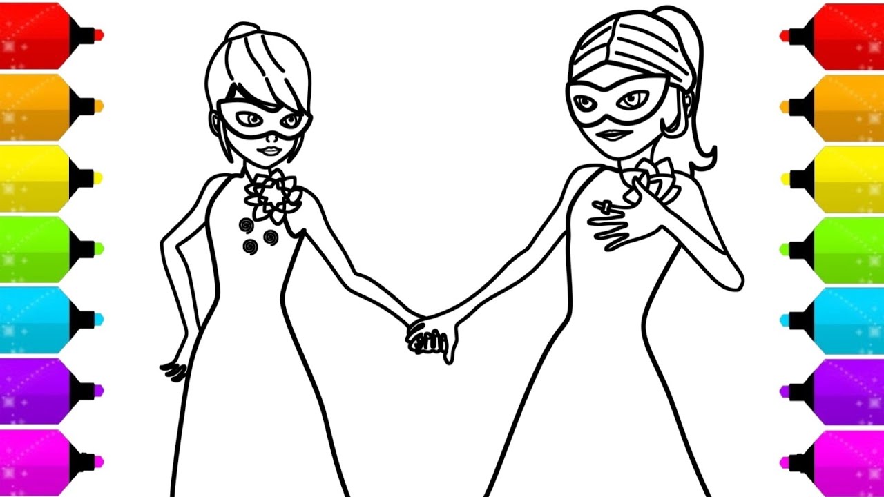How To Color Miraculous Ladybug & Chloe Transformation in White Dresses ...