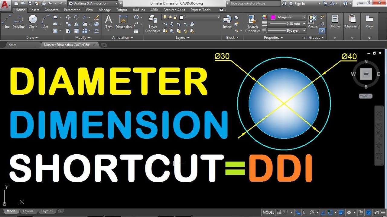 How To Create Diameter Dimension In AutoCAD 2018 YouTube How To Create Diameter Dimension In AutoCAD 2018 YouTube