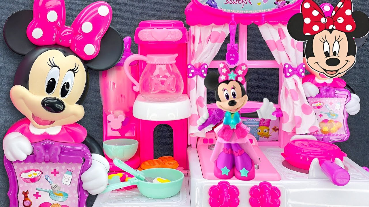 12 Min Kitchen Playset Satisfying with Unboxing Cute Pink Disney Minnie ...