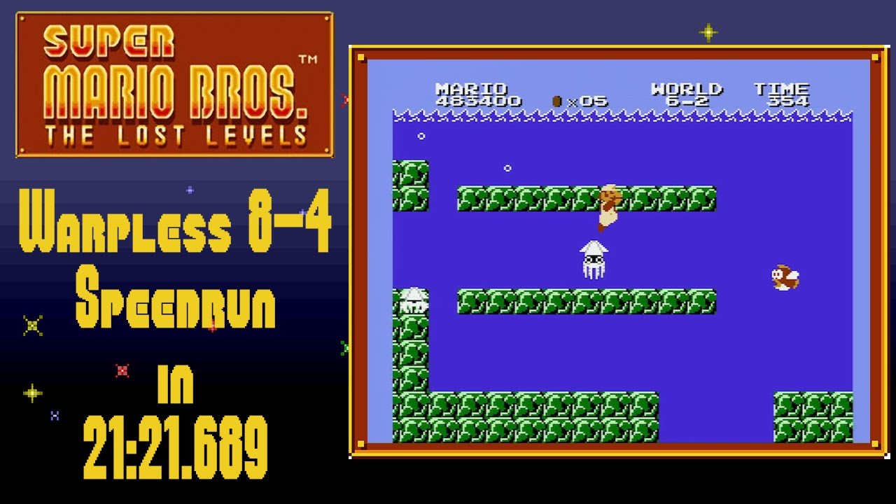 [FWR] Super Mario Bros.: The Lost Levels Warpless 8-4 Speedrun in 21:21.689 | [FWR] 36:15 All ...