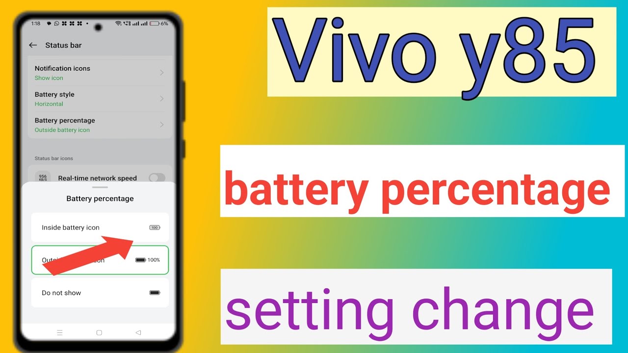 Vivo y85 battery percentage setting बैटरी परसेंटेज सेंटिंग ऑन करे - YouTube