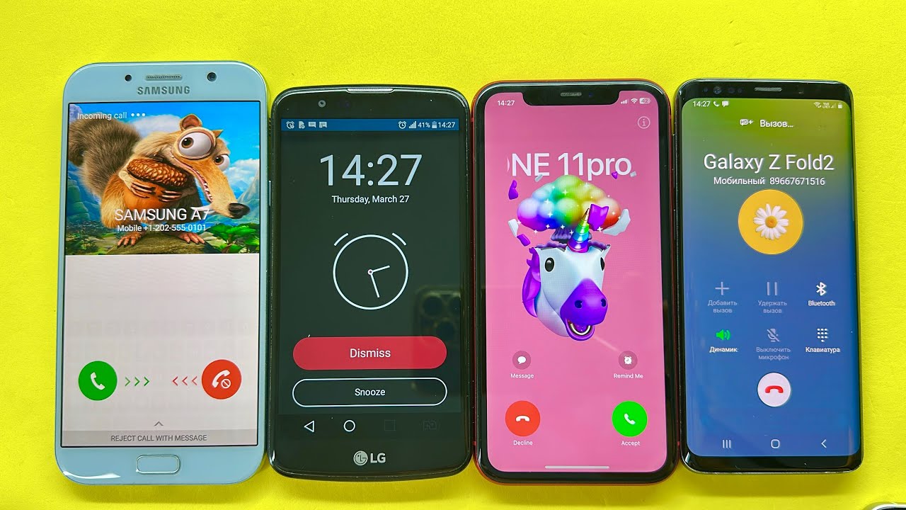 Crazy Incoming Call LG K10 vs Samsung S9 vs iPhone 11 vs Samsung A7 ...