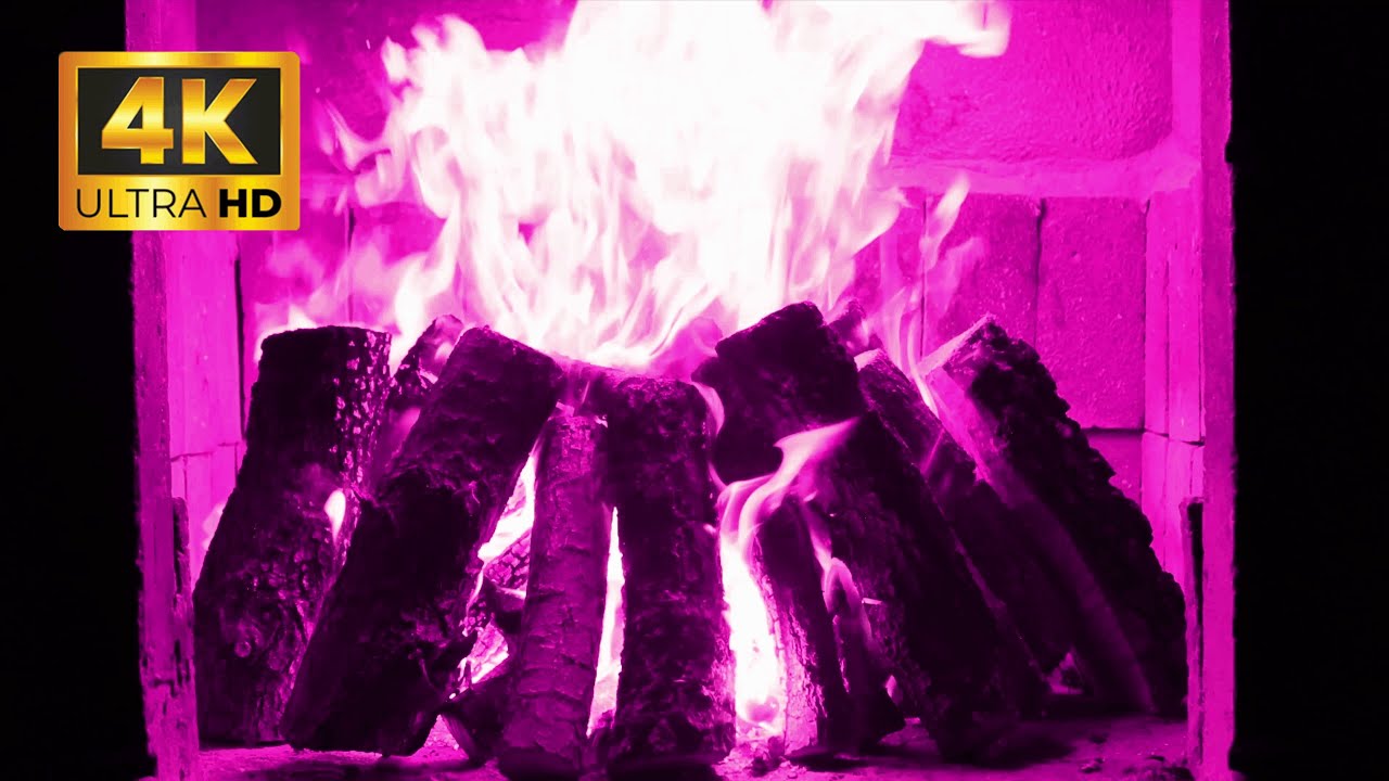🔥 PURPLE Fireplace 4K! Colorful Fireplace Burning with purple flames ...