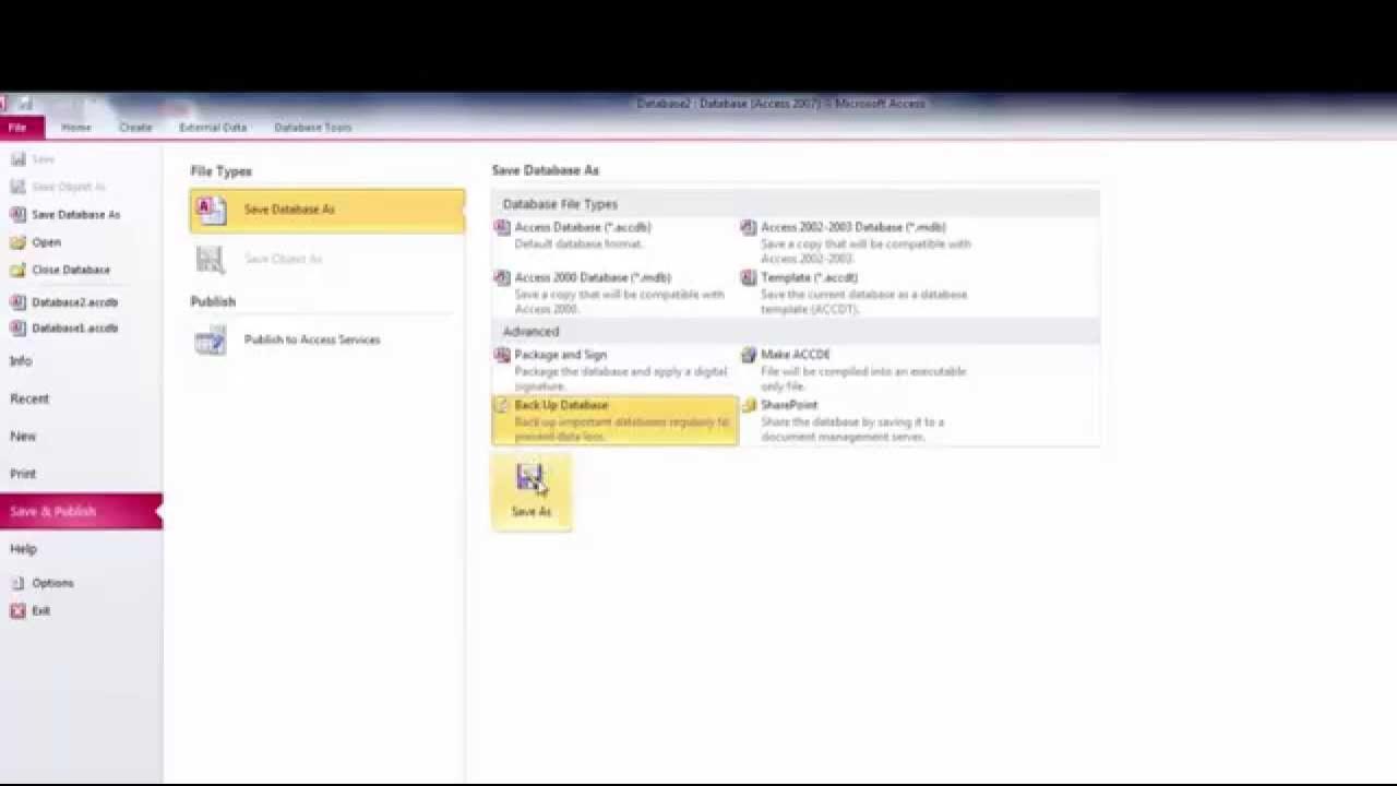 How To Back Up Microsoft Access Database - YouTube