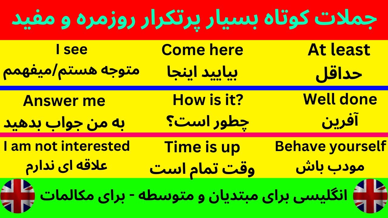 جملات انگلیسی روزمره کوتاه و بسیار پرکاربرد روزمره برای مبتدیان و