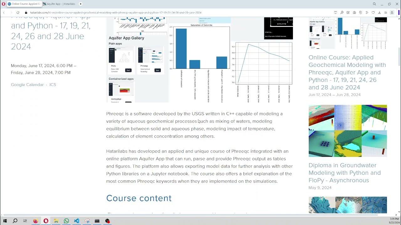 Online Course Intro: Applied Geochemical Modeling with Phreeqc, Aquifer App and Python - June ...