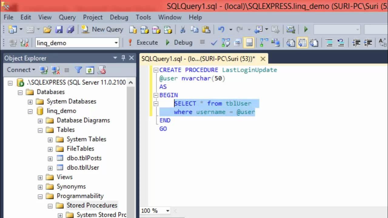 LINQ to SQL Tutorial 3 - Stored Procedures - YouTube