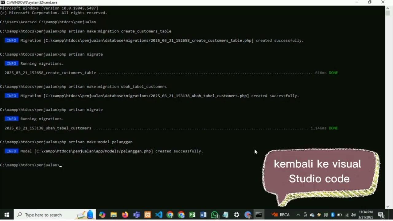 Tugas Pemrograman Web Membuat Migration Serta Seeder Pelanggan - YouTube