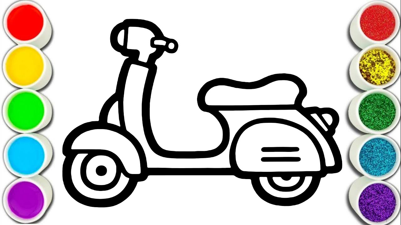 Vespa Easy and Cute drawing easy with colours | How To Draw Cute and ...