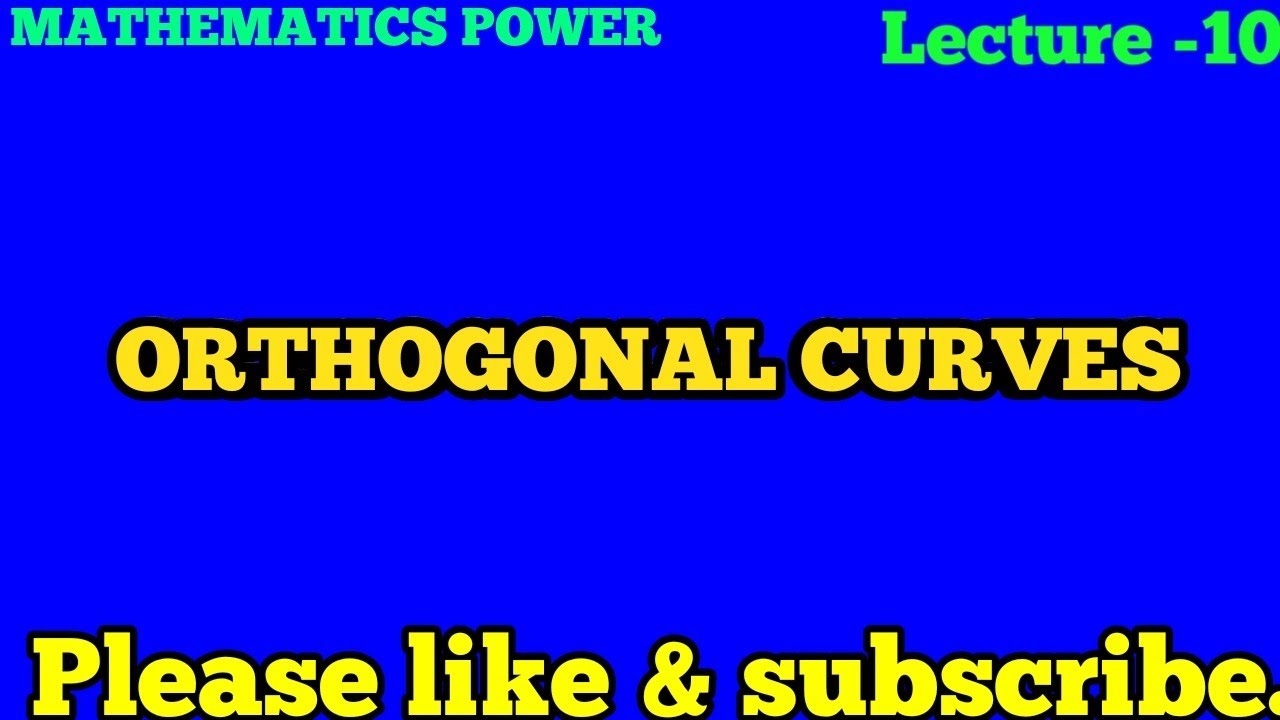 Orthogonal curves || in complex analysis - YouTube