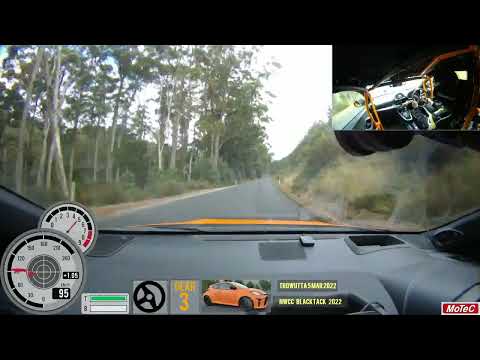 Trowutta Hillclimb 5March2022 GR Yaris ANGRY3 best run despite misfires. VBox Video HD overlay