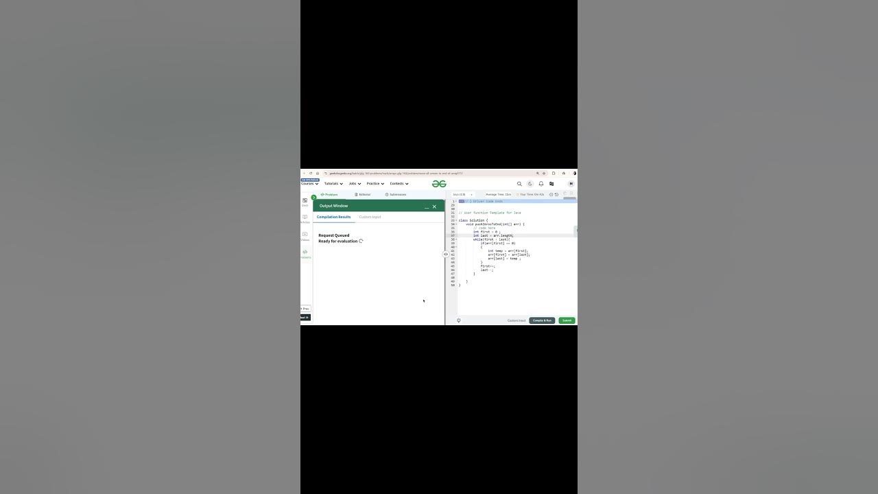 Day 2 of 160 Days of Code | Move Zeros to the End | GeeksforGeeks ...