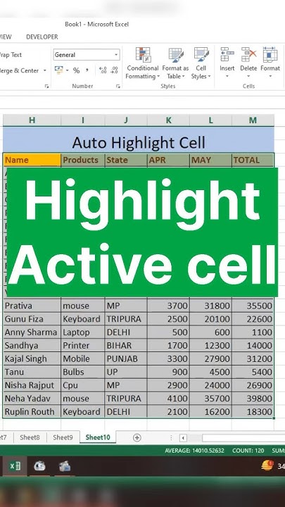 Highlight active cell 😱 #shorts #excel #ytshorts #exceltips - YouTube