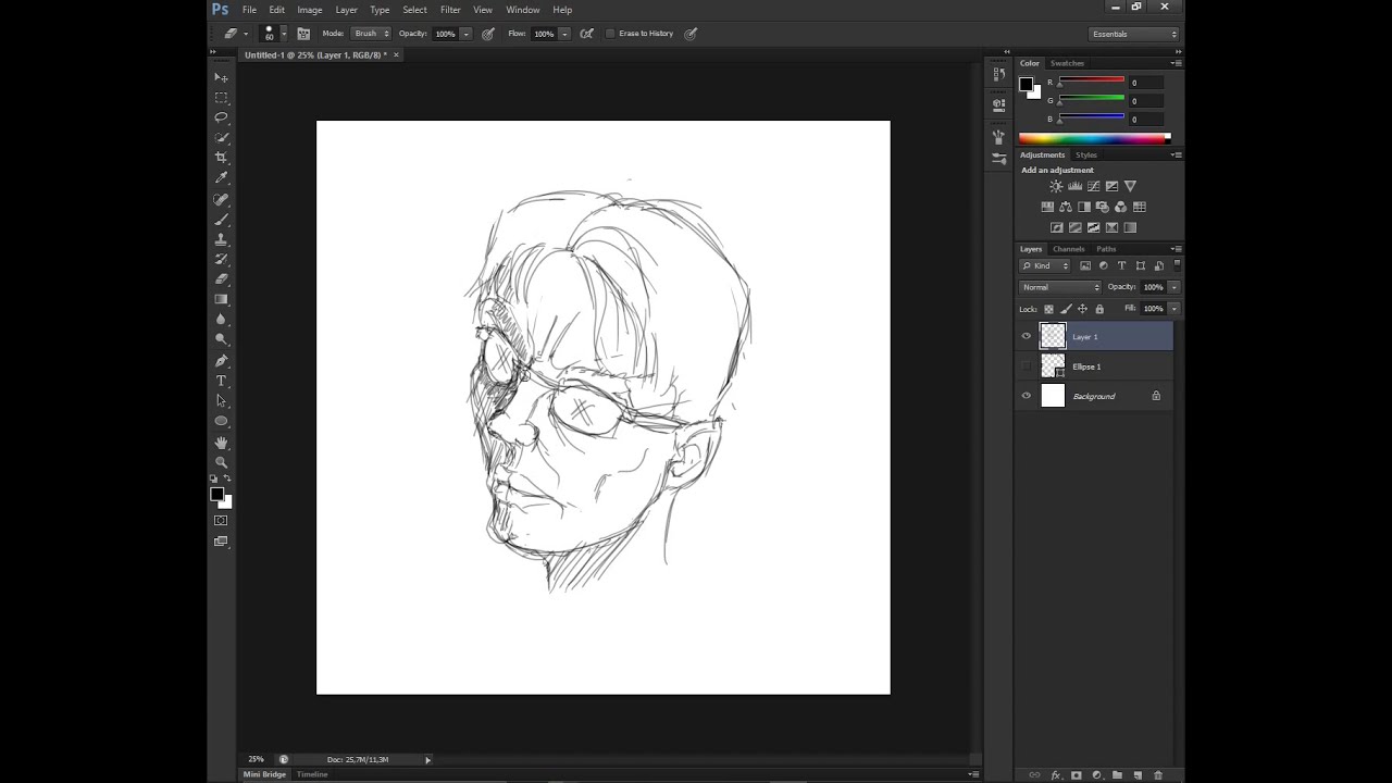 Simple Drawing or rough sketch with photoshop - YouTube