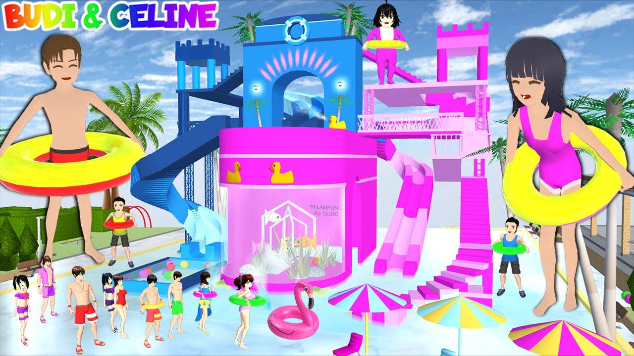 Yuta Mio Buat Kolam Renang Bertingkat Biru Pink | Baby Celine Main ...