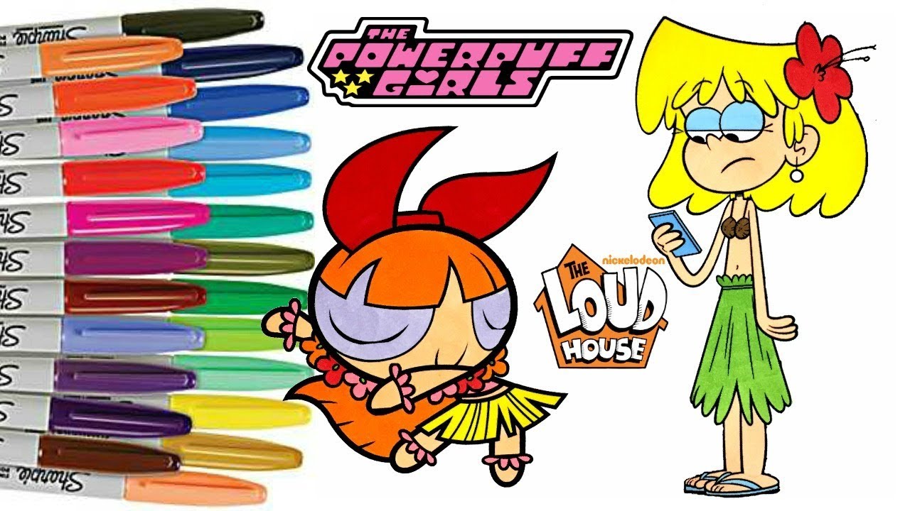 Powerpuff Girls Coloring Book Page Hula Dancing Blossom The Loud House ...