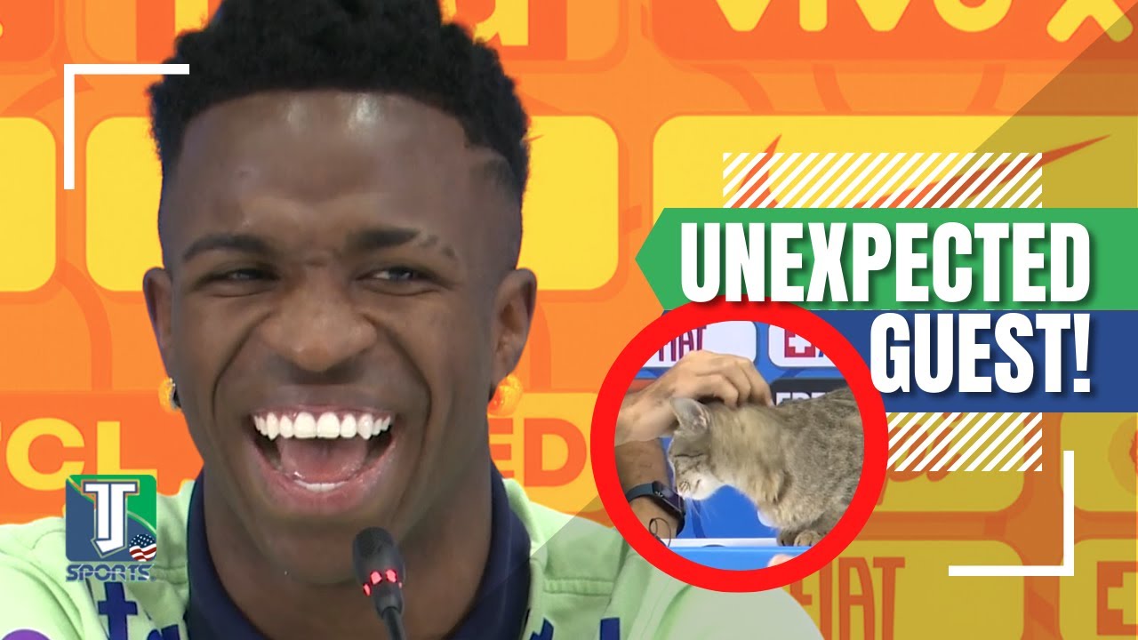 What is THIS CAT doing in Vinicius' PRESS CONFERENCE for Brazil? - YouTube