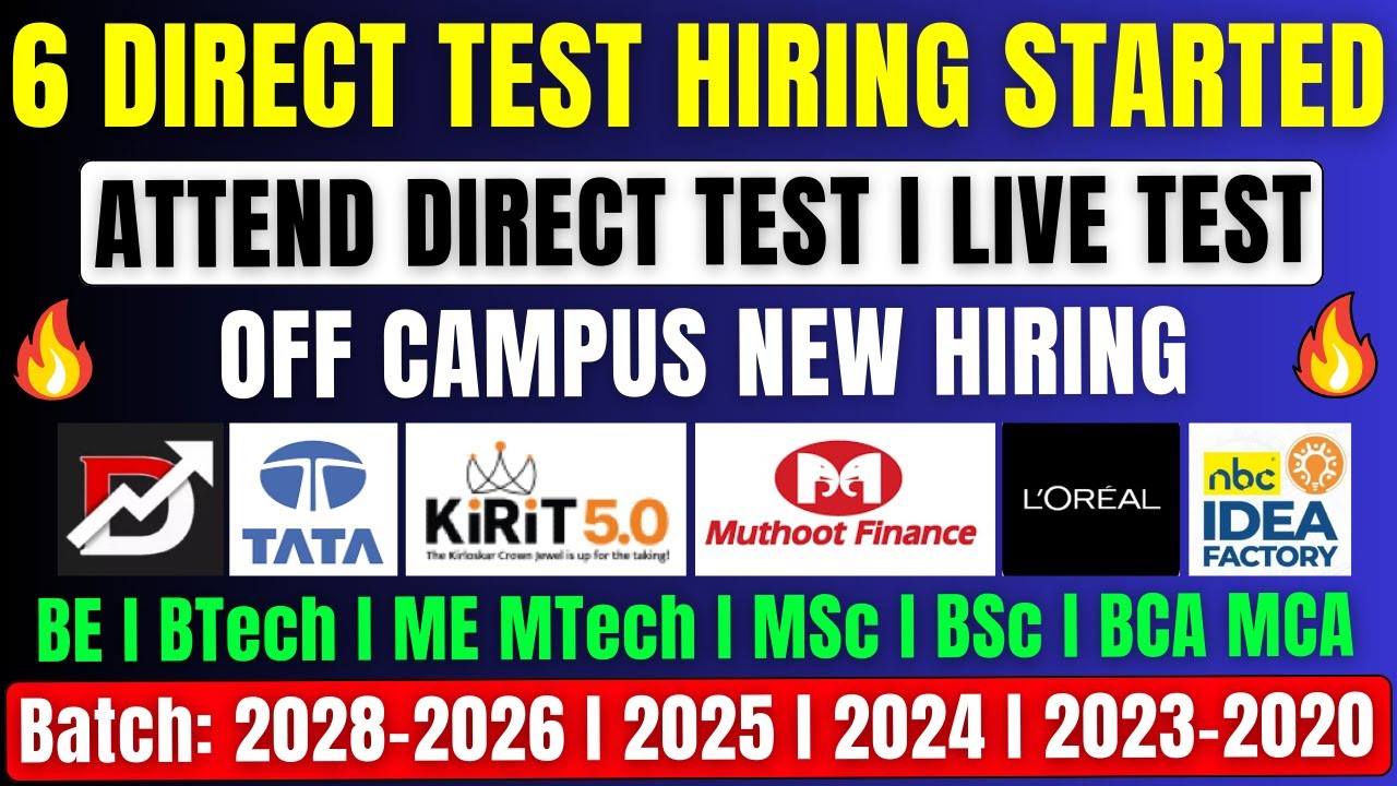 6 Direct Test Hiring | Salary: 15-20 LPA | OFF Campus Drive | 2020-2023 ...