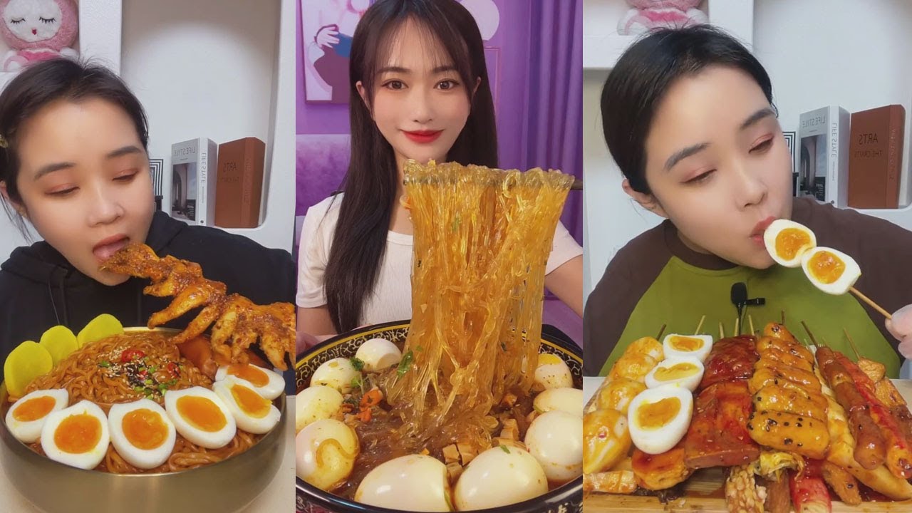 [ASMR CHINESE FOOD | MUKBANG EATINF SPICY NOODLES AND SAUSAGE SHOW ...